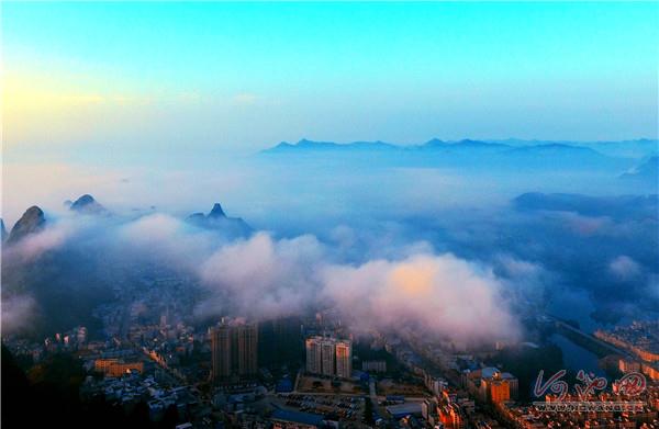 Misty view in the wonderland of Hechi